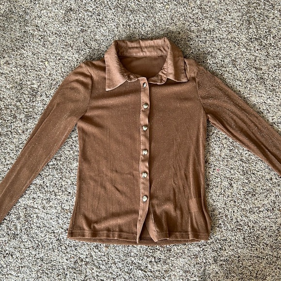 Amazon | Tops | Amazon Mesh Button Up With Silver Sparkles Size S ...